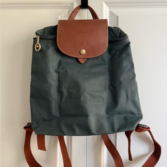 Longchamp | Bags | Longchamp Green And Brown Backpack | Poshmark